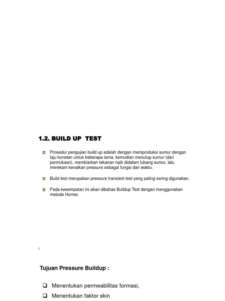 Prosedur dan Analisis Build Up Test | PDF