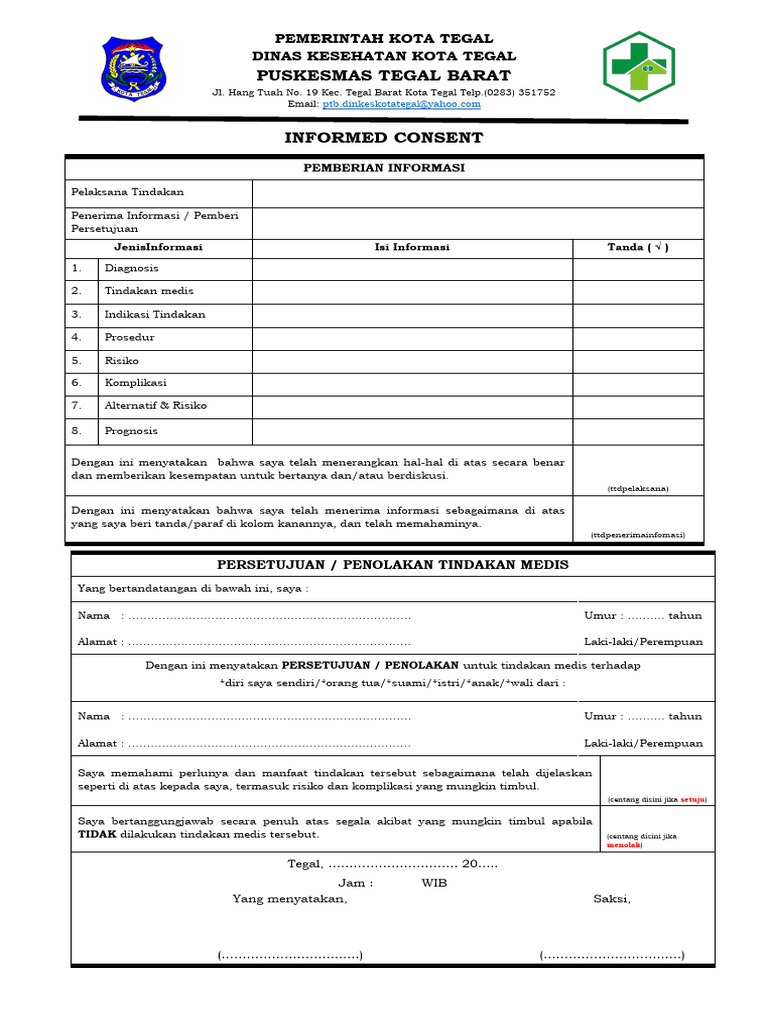 Informed Consent Tindakan Medis Tegal | PDF