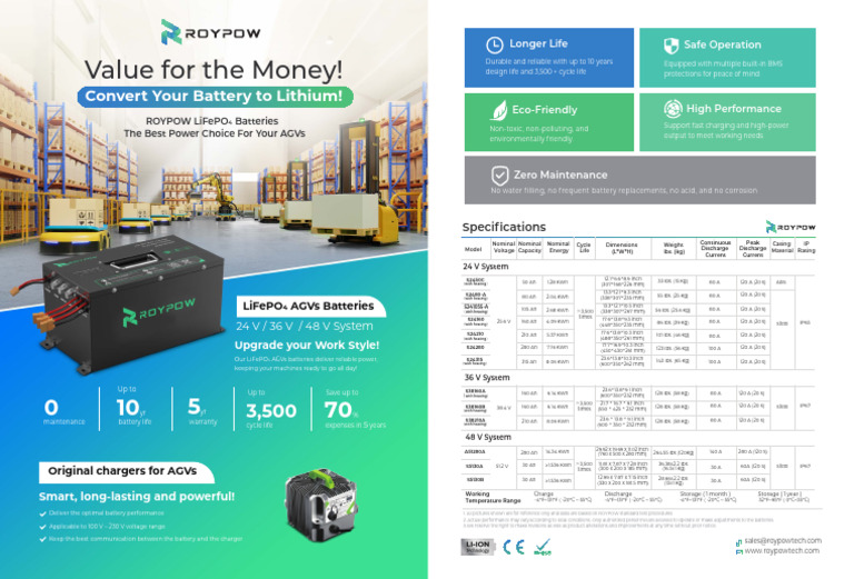 ROYPOW AGV Batteries Leaflet - Ver. Sep. 26, 2023 | PDF | Battery ...