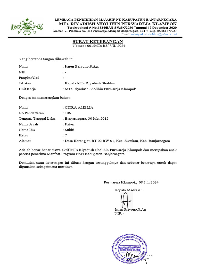 Surat Ket PKH | PDF | Olahraga & Rekreasi
