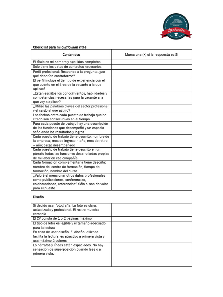 CheckList_Curriculum | PDF | Plan de estudios