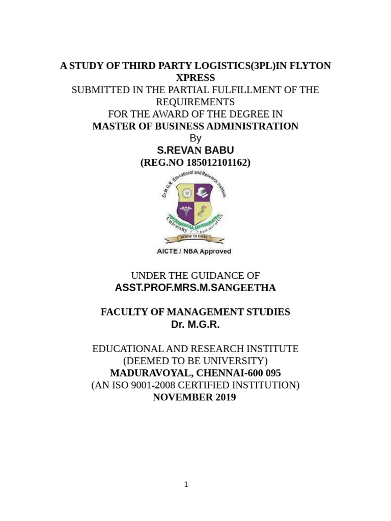 EW 2DAY PROJECT EW 2DAY Study On Third Party Logistics 3PL in Flyton-1 ...