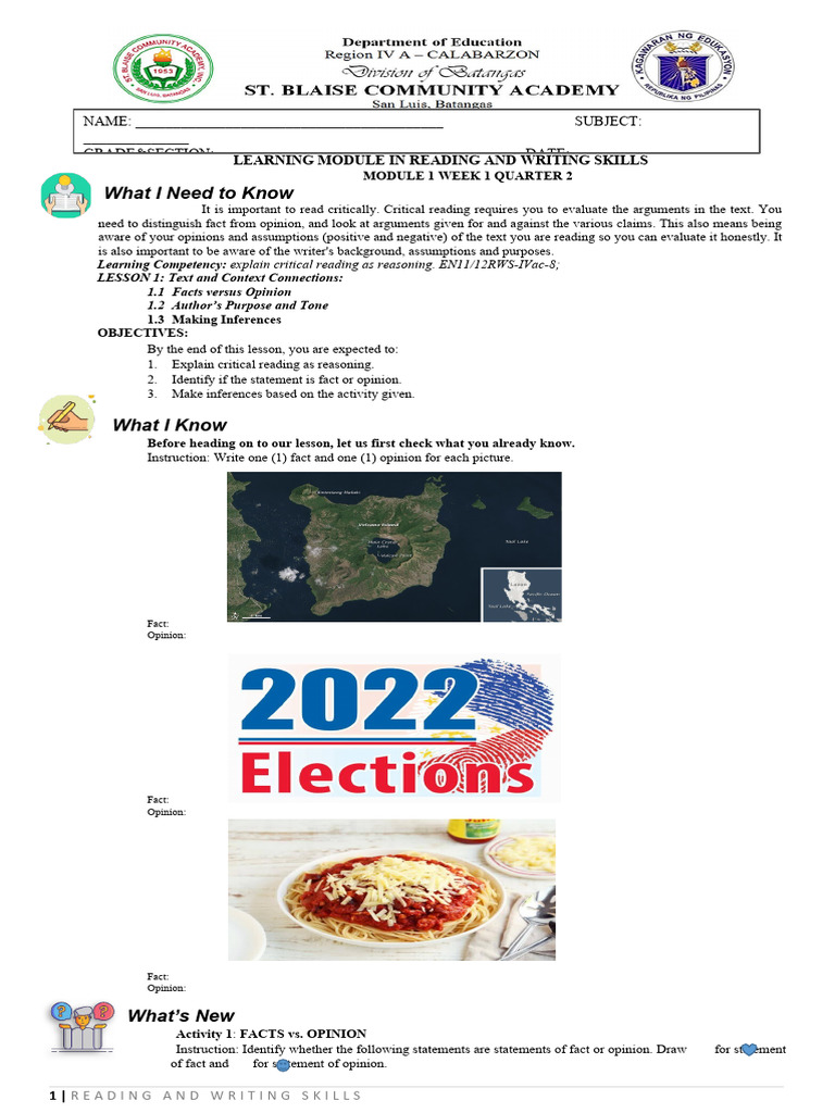 RWS Week 1 MODULE | PDF | Argument | Evidence