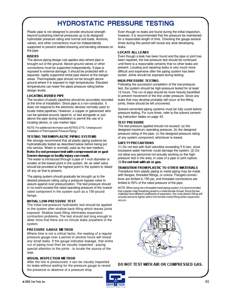 Hydro Testing Procedure | PDF | Pipe (Fluid Conveyance) | Leak