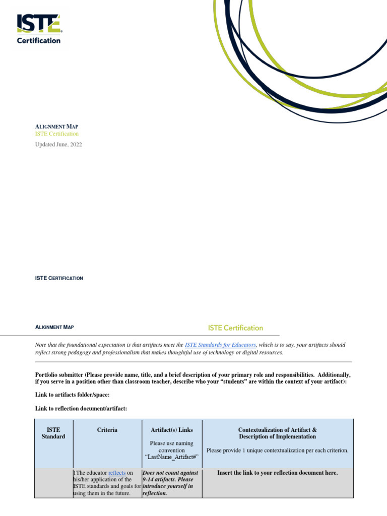 ISTE Certification Alignment Map Guide | PDF | Learning | Teachers