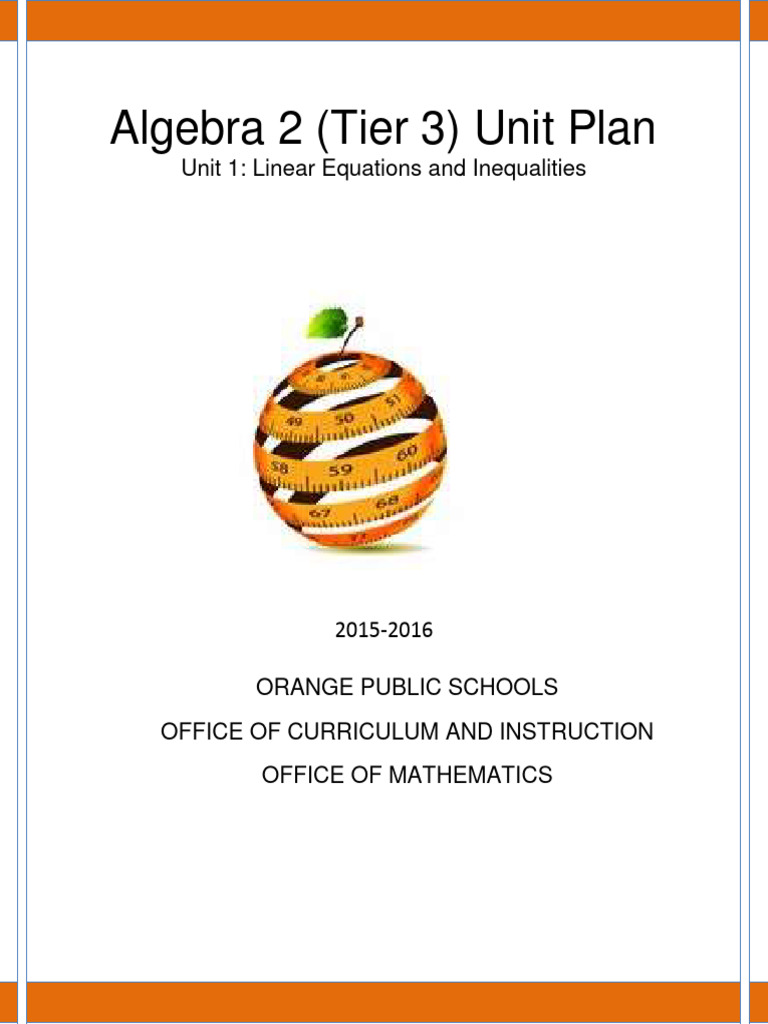 Algebra 2 Tier 3 Curriculum Unit 1 Plan | PDF | Equations | Algebra