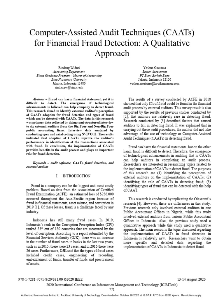 CAATs for Fraud Detection in Auditing | PDF | Audit | Business