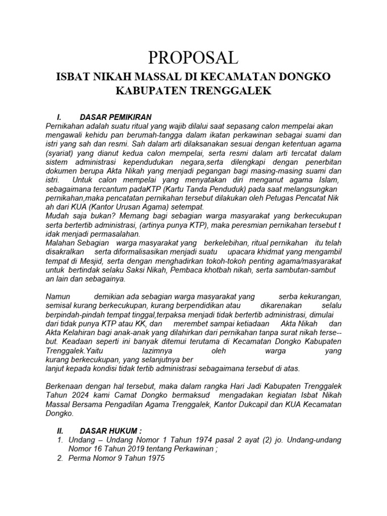Proposal Kegiatan Isbat Nikah | PDF | Pengelolaan Keuangan & Uang ...
