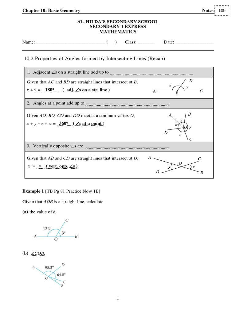 1exp - N10b - C10.2 - Properties of Angles Formed by Intersecting Lines ...