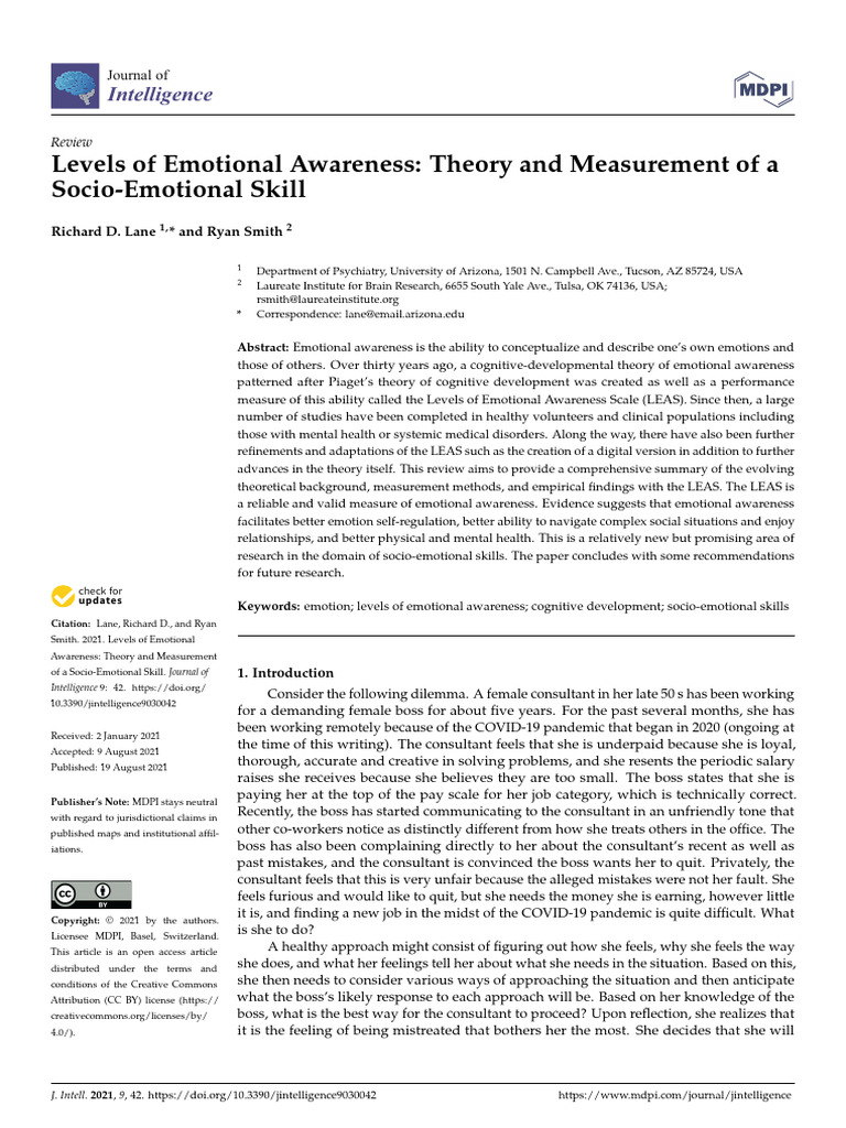 Levels of Emotional Awareness Theory and Measureme | PDF | Emotions ...