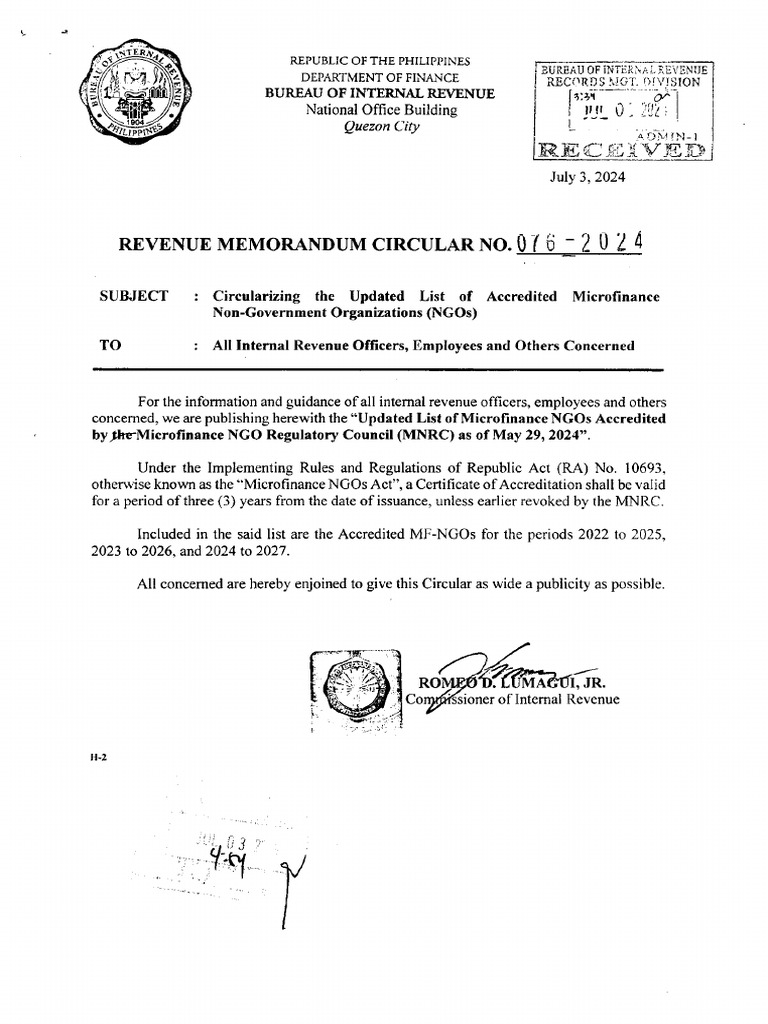 RMC No. 76-2024 | PDF