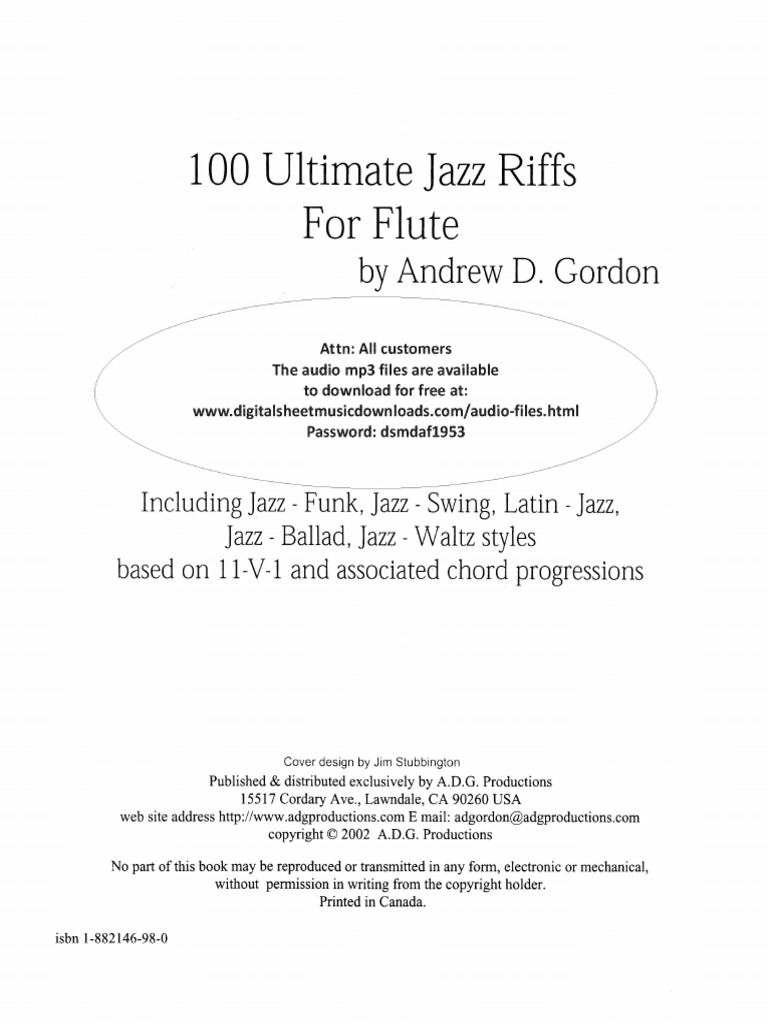 100 Ultimate Jazz Riffs Flute | PDF | Jazz | Chord (Music)