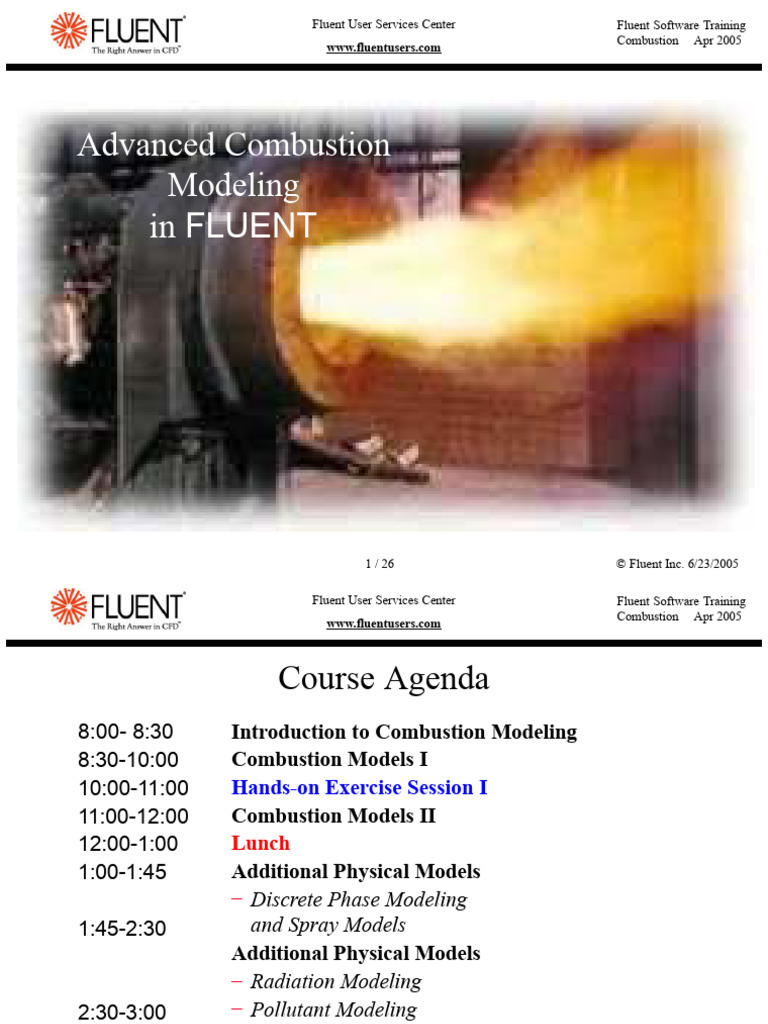Fluent Ansys Advanced Combustion Systems 1 Intro | PDF | Combustion | Chemical Reactions