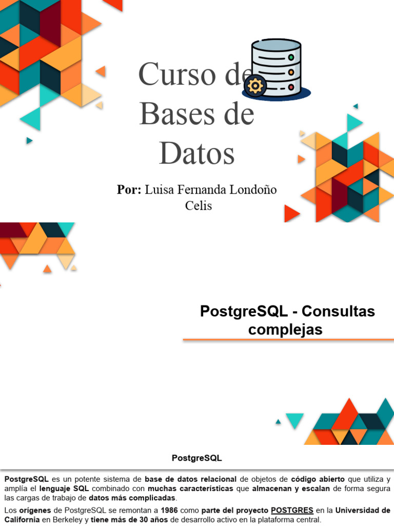 PostgreSQL Consultas Complejas | PDF | SQL | Software