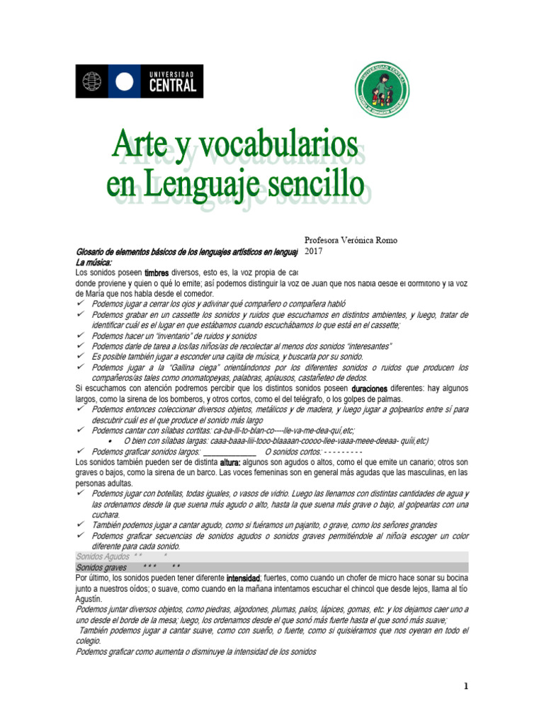 Glosario de Elementos B - Sicos de Los Lenguajes Art - Sticos en Lenguaje Sencillo | PDF | Ritmo ...