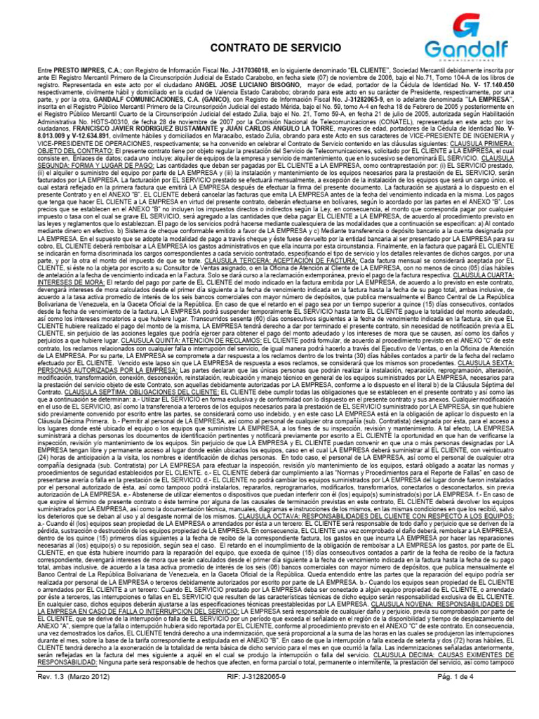 Contrato PRESTO IMPRES, C.A. | PDF | Bancos | Dólar de los Estados Unidos