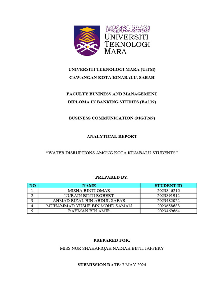 Mgt269analytical G7 Misha Ain Yusuf Rahman Rizal | PDF | Water ...
