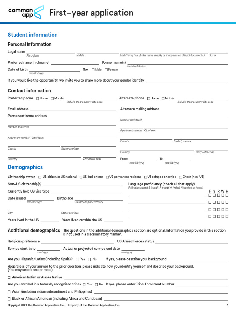 20-21 CommonApp First-Yearapplication | PDF | Sat | Zip Code
