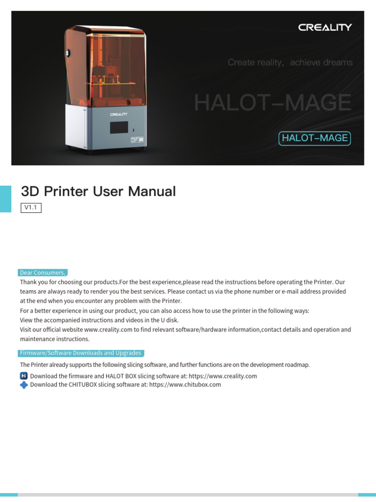 HALOT-MAGE-SM-002_User Manual (EN) | PDF | 3 D Printing | Printer (Computing)