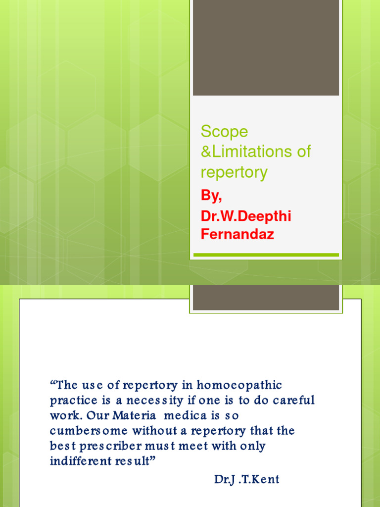 Scope Limitations of Repertory | PDF | Homeopathy | Medicine