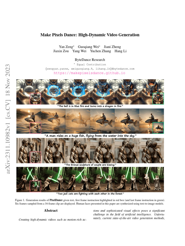 Make Pixels Dance - High-Dynamic Video Generation | PDF | Video | Statistical Inference