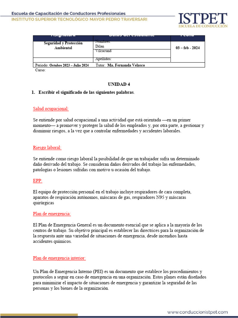 Taller 4 Salud Ocupacional y Riesgos Laborales | PDF | Seguridad y ...