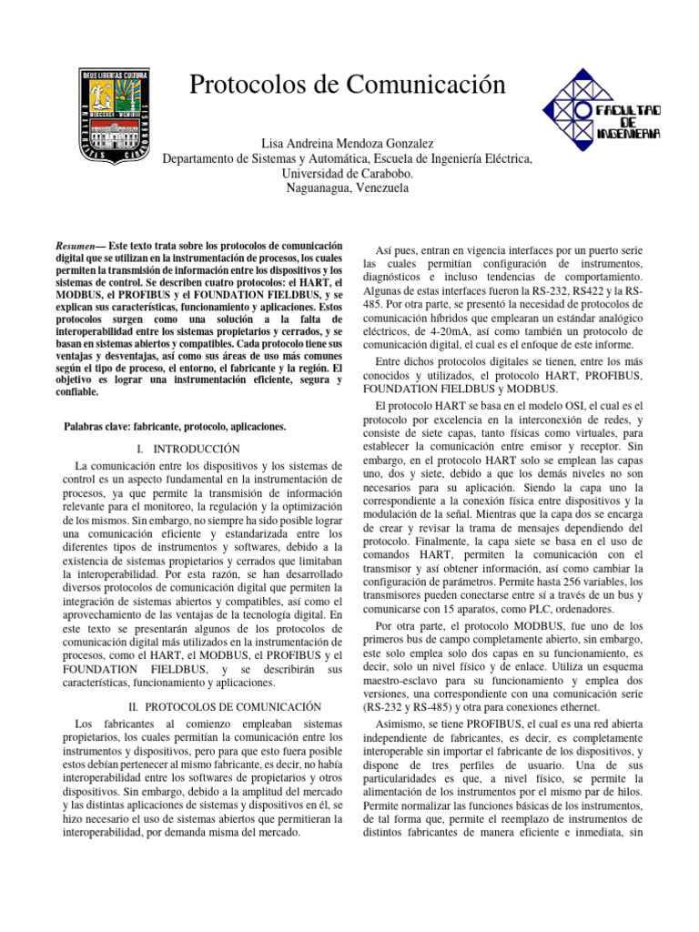 Protocolos de Comunicacion | PDF | Hardware de la computadora | Transmisión de datos