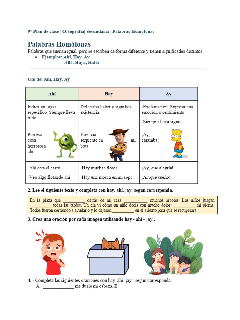 Palabras Homofonas y La H | PDF | Gramática | Mecánica del lenguaje