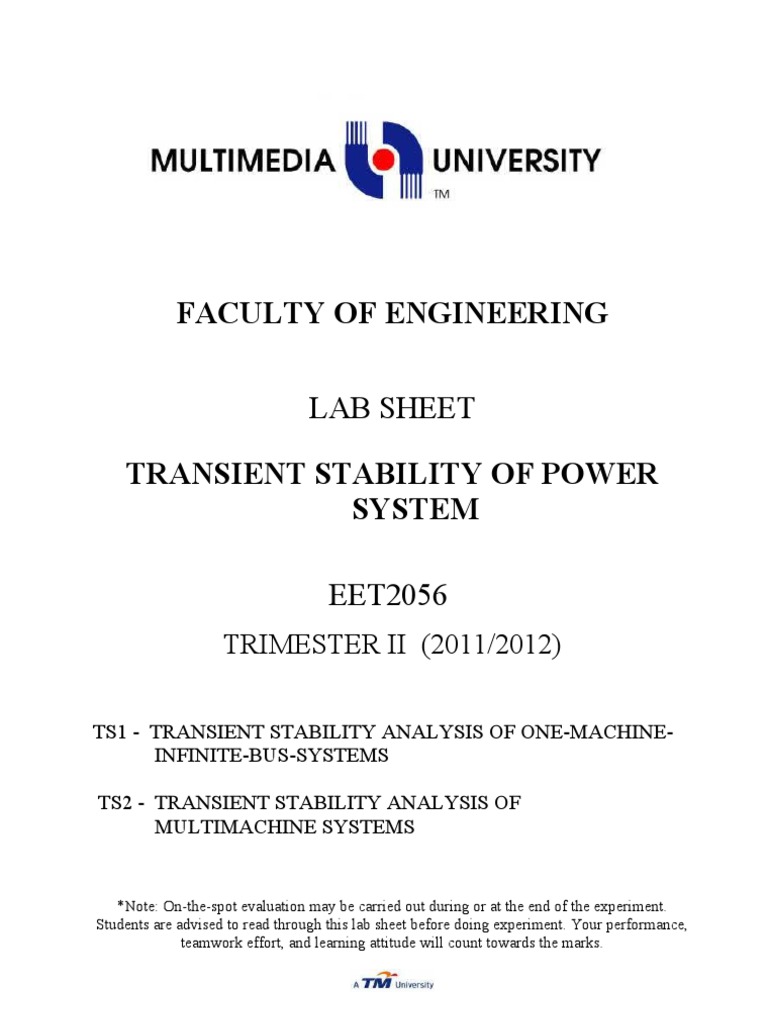 Transient Stability Analysis Lab | PDF | Power (Physics) | Electricity
