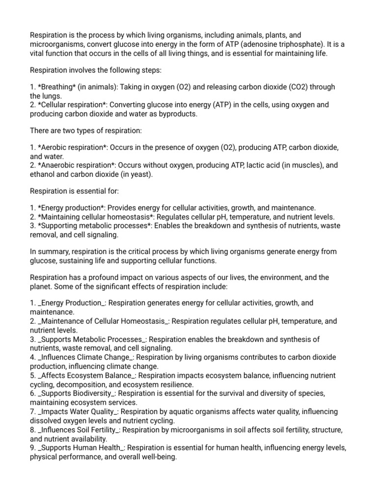 Respiration | PDF | Cellular Respiration | Ecosystem