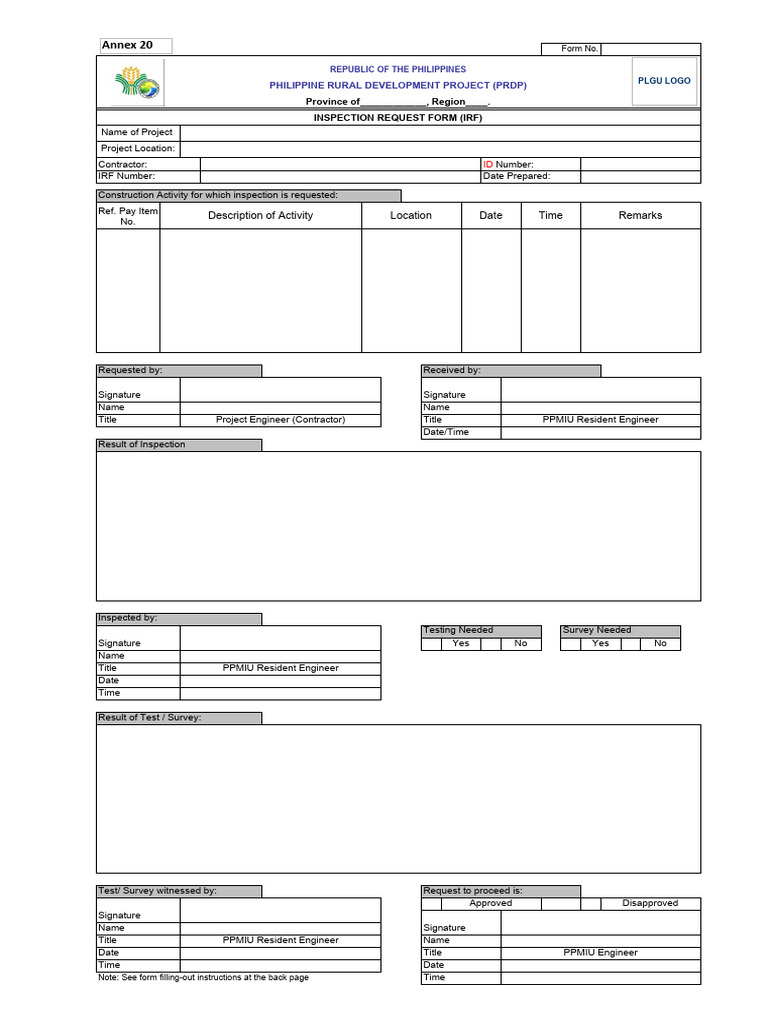 Inspection Request Form | PDF