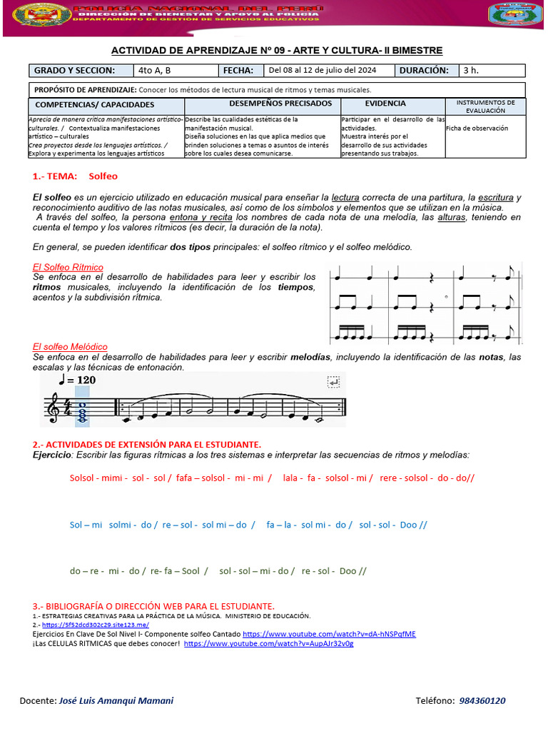 4ro ARTE Y C. SEMANA 9 IIB | PDF | Ritmo | Melodía