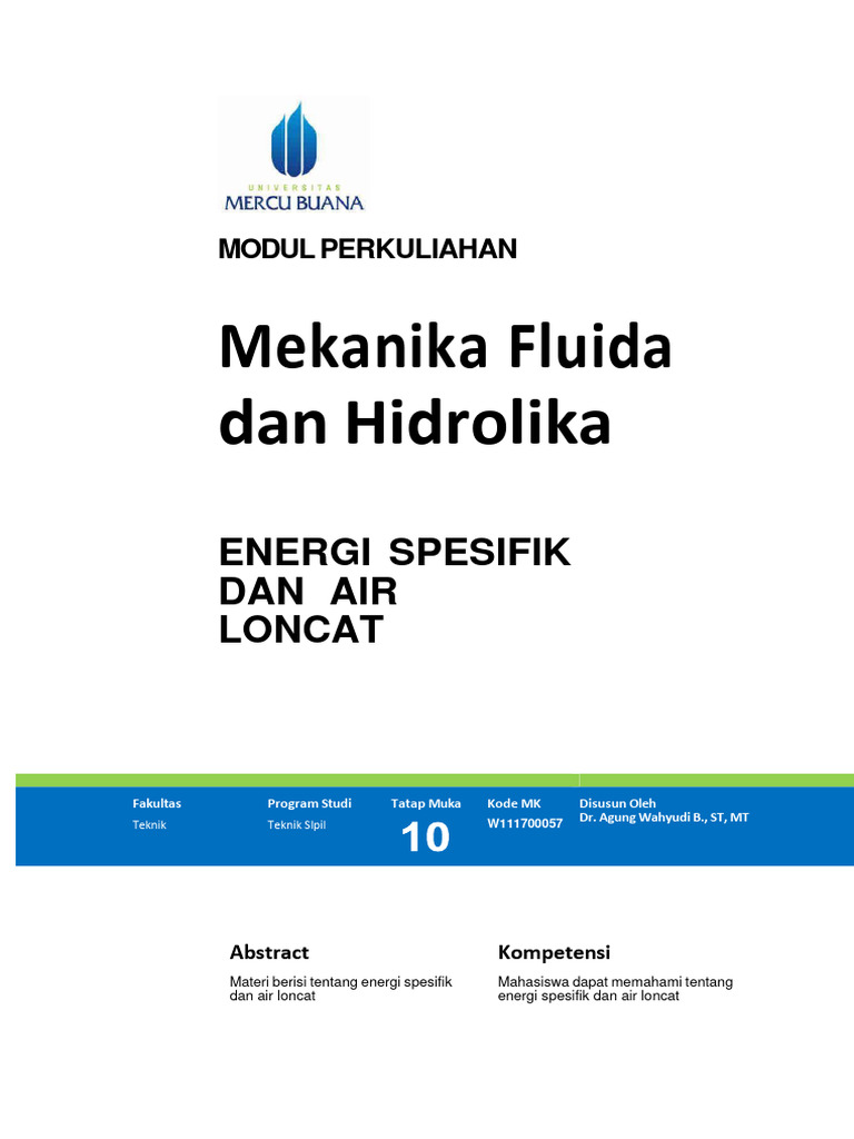 Modul 10. Mekanika Fluida Dan Hidrolika (2020) | PDF | Sains & Matematika