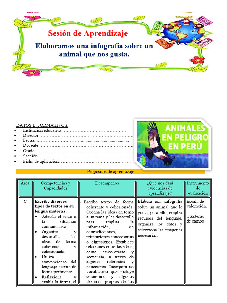 3° Sesión Día 3 Com Elaboramos Una Infografía Sobre Un Animal Que Nos ...