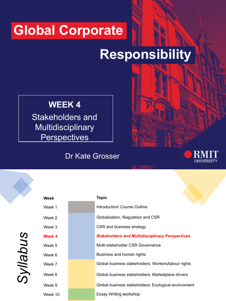 Lecture 4 GCR 2023 | PDF | Corporate Social Responsibility | Stakeholder (Corporate)