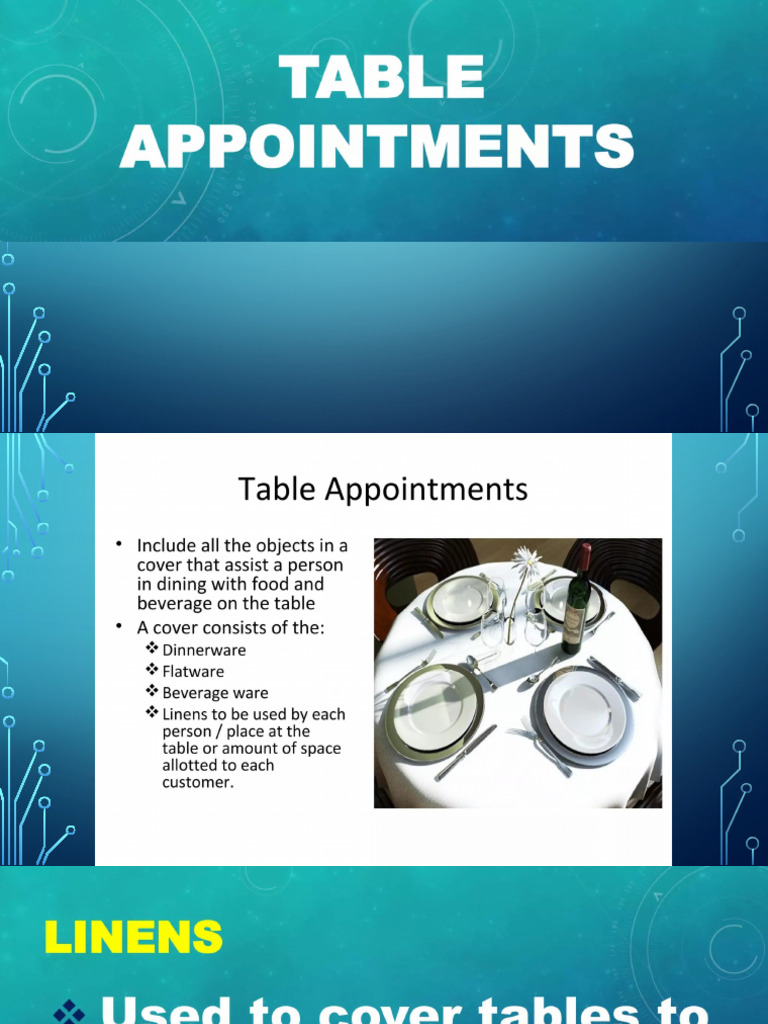 Table Appointment | PDF | Tableware | Foods