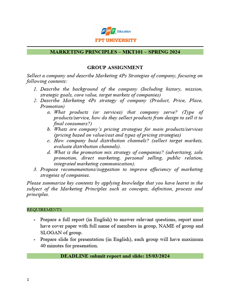 MKT101 - Group Assignment Spring 2024 | PDF