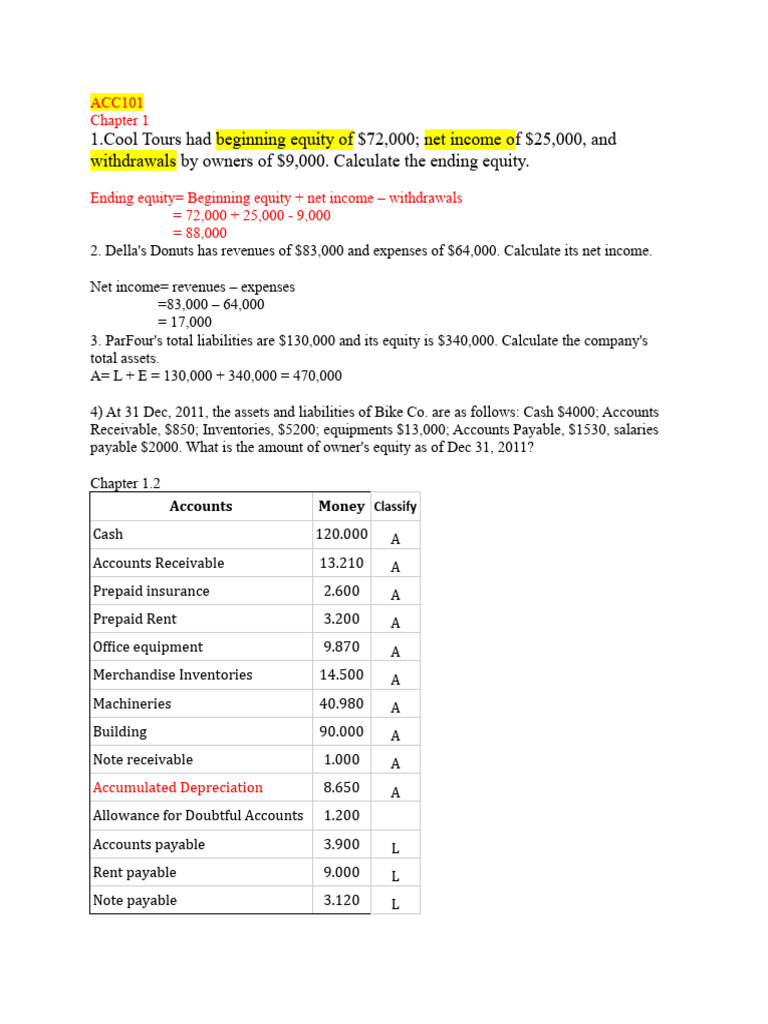 Acc 101 | PDF | Debits And Credits | Expense