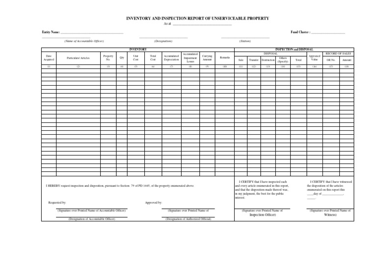 Appendix-74-Inventory and Inspection Report of Unserviceable Property ...