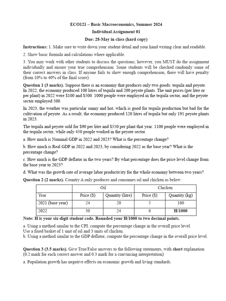 ECO121 Macroeconomics Assignment Guide | PDF | Labour Economics ...