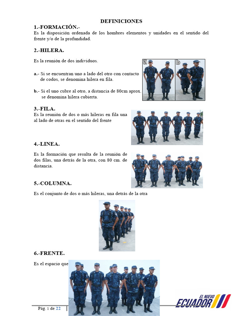 Formaciones Militares: Definiciones Clave | PDF | Pie