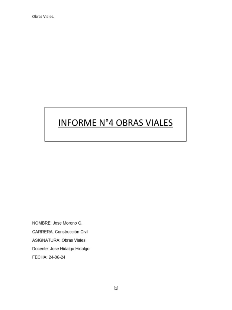 Informe 4 Obras Viales | PDF | Hormigón | Alcantarillado