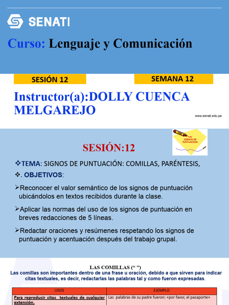 Sesión 12-Lenguaje-mayo-2024-1-Uso de Las Comillas y Uso de Los ...