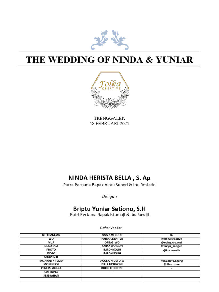 RUNDOWN Wedding | PDF