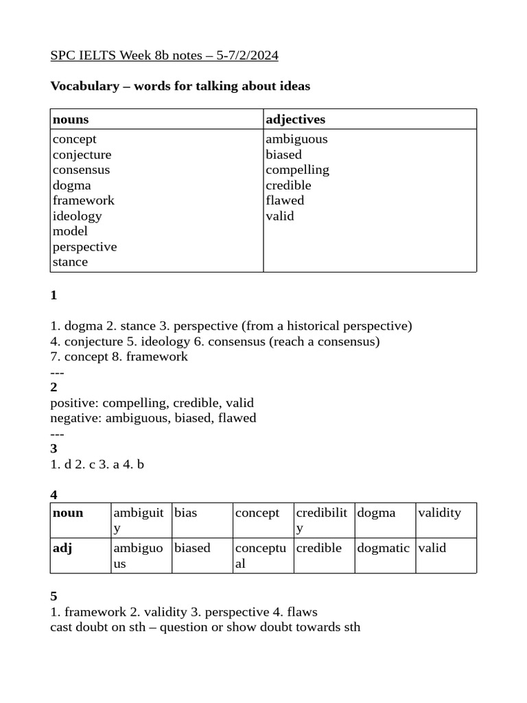 20240205 spc ielts class notes | Download Free PDF | Sushi