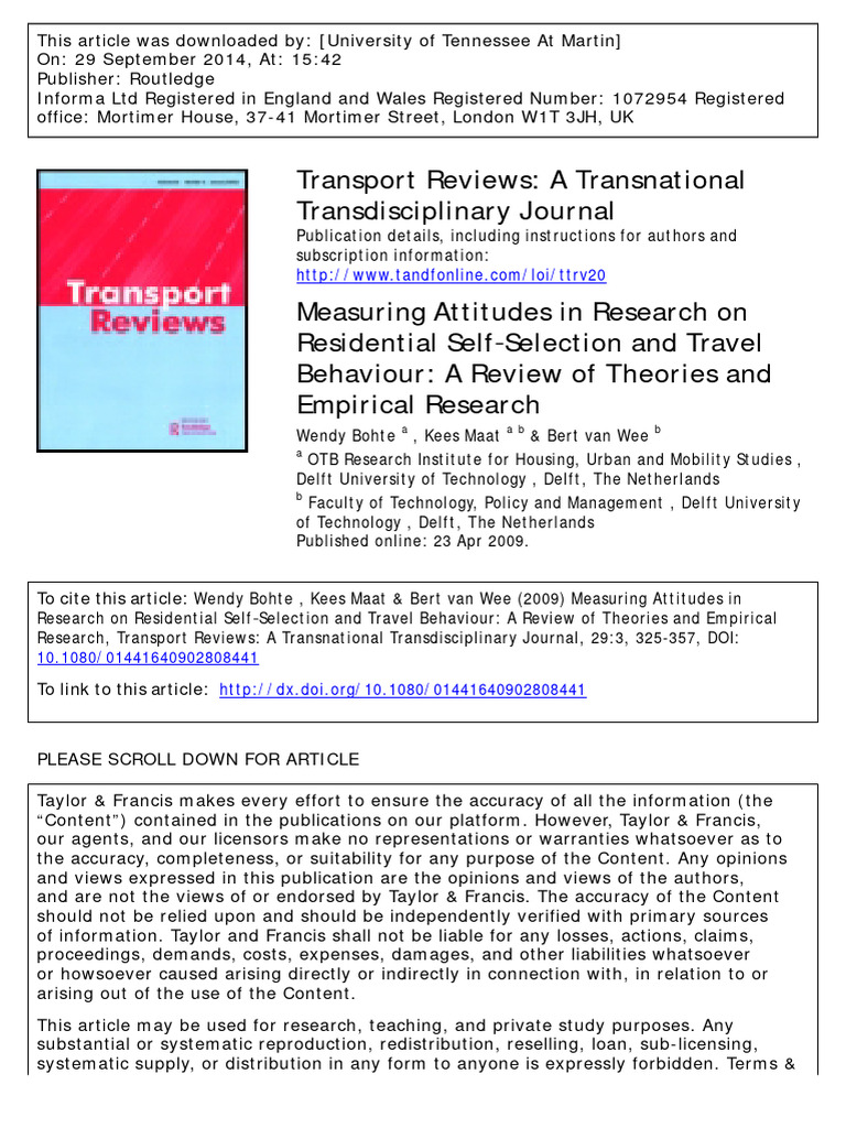 Bohte 2009 | PDF | Attitude (Psychology) | Behavior