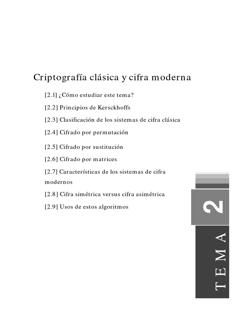 Criptografía Clásica y Cifra Moderna | PDF | Criptografía | Clave (criptografía)