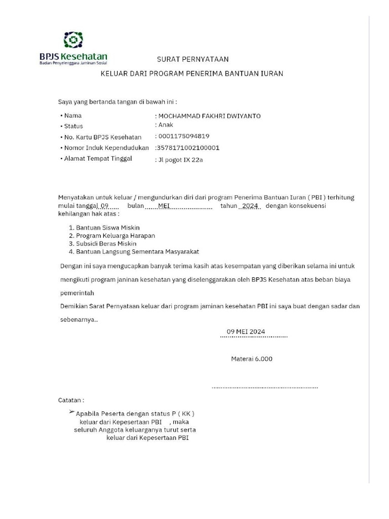 SURAT Pengunduran Diri PBI - 20240509 - 155909 - 0000 | PDF