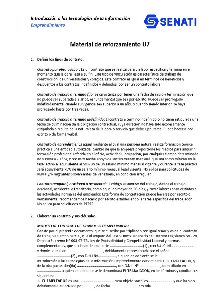 Material de Reforzamiento U7 | PDF | Derecho laboral | Salario
