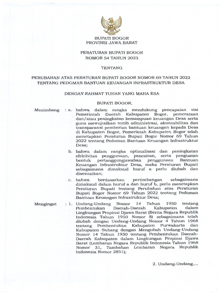 Perbup No 54 Tahun 2023 | PDF